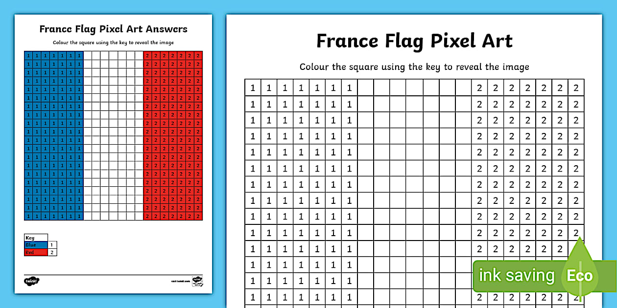 France Flag Pixel Art Template (teacher made) - Twinkl