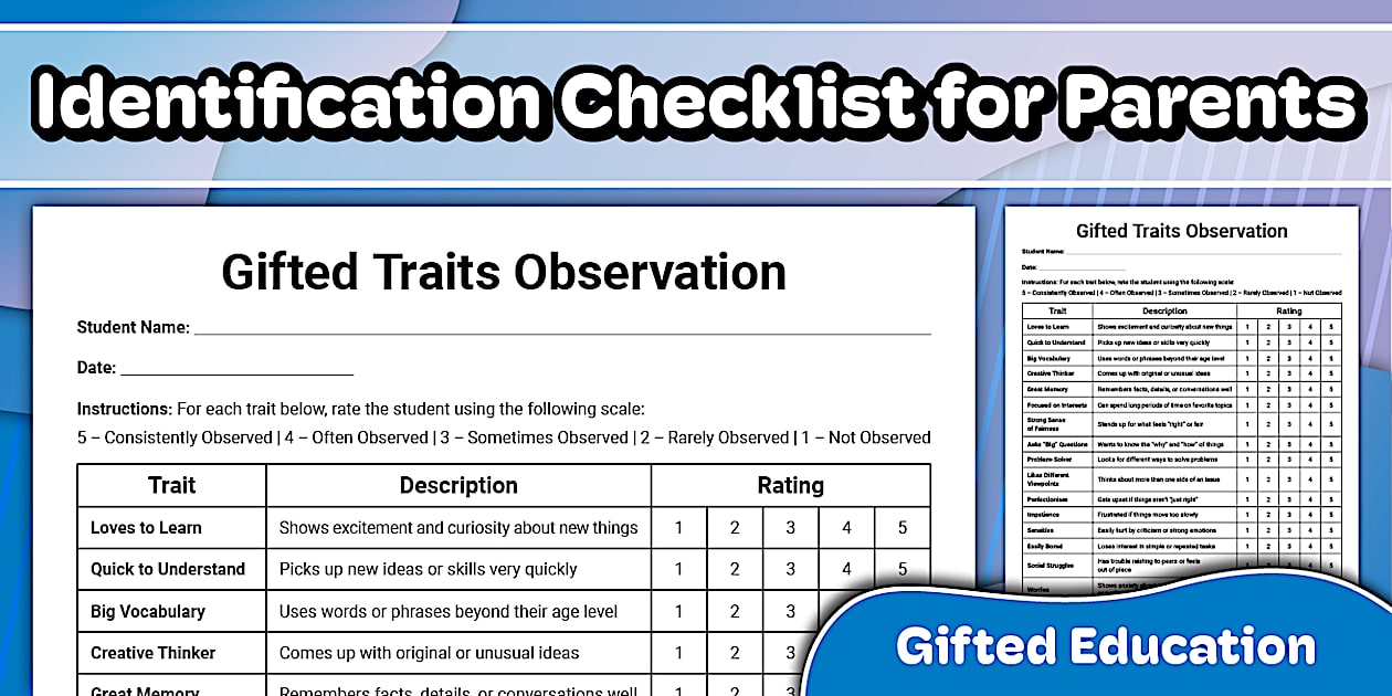 Gifted Identification Checklist for Parents