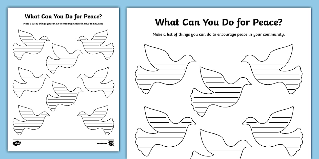 What Can You Do For Peace? Worksheet for 3rd-5th Grade
