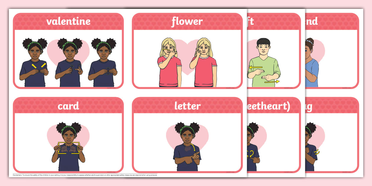 Auslan Valentine's Day Word Cards