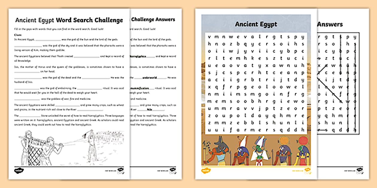 Ancient Egypt Word Search Age 9-11 (teacher made) - Twinkl