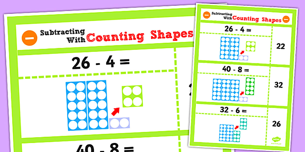 Year 2 Subtract 2 Digit Numbers and Ones Using Counting Shapes