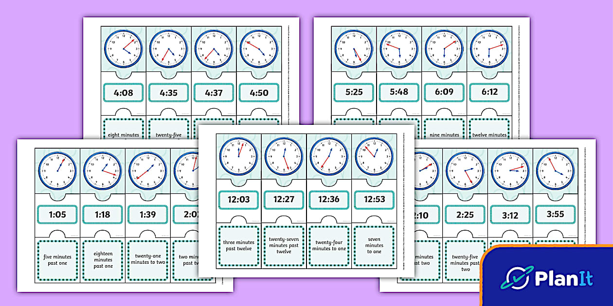 Telling Time to the Minute Puzzle (teacher made) - Twinkl