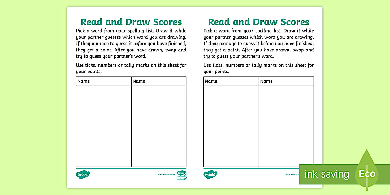 'qu' Sound Read and Draw Score Cards - Twinkl