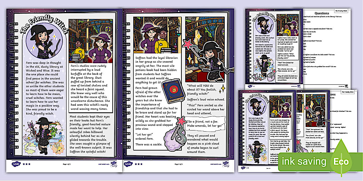 KS1 The Friendly Witch Differentiated Reading Comprehension