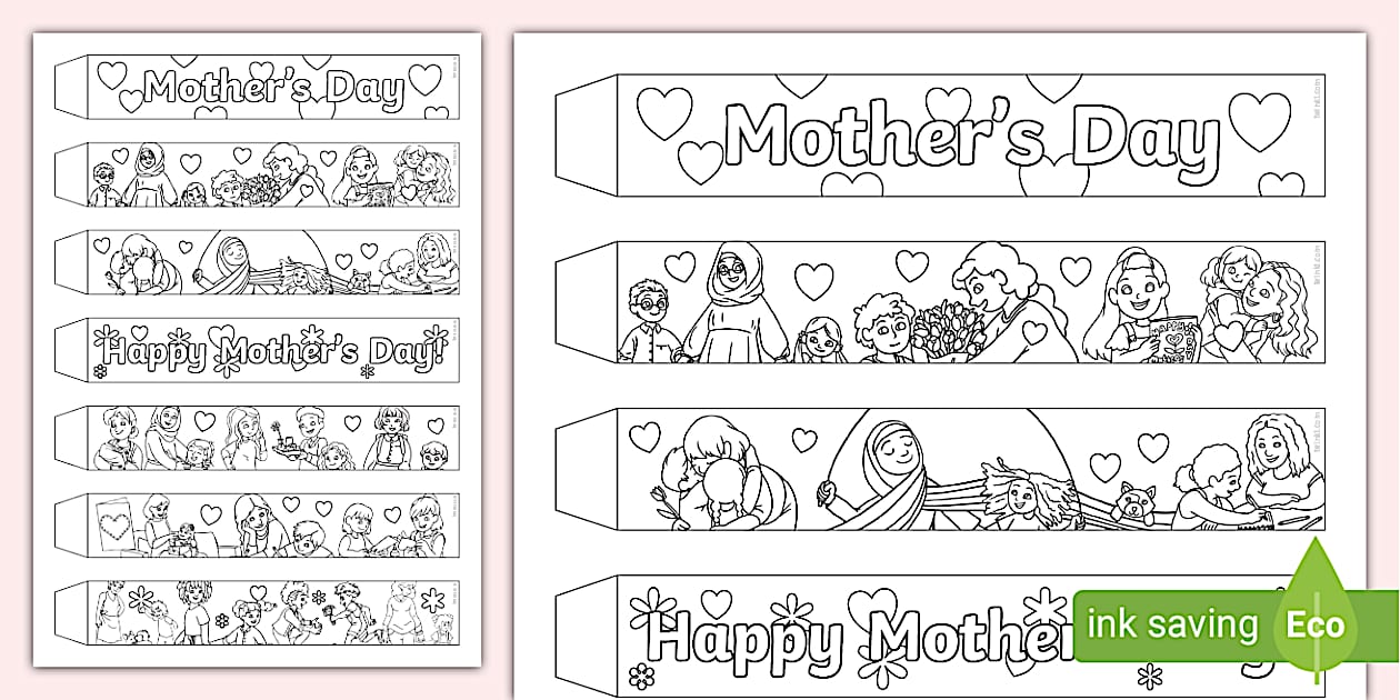 Mother's Day Colouring Paper Chains (teacher made) - Twinkl