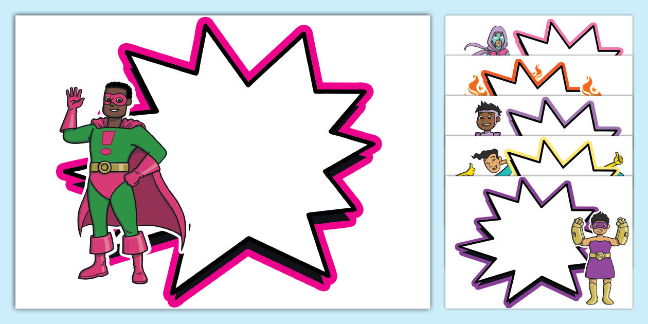 Editable Superhero Themed Speech Bubbles Display Poster