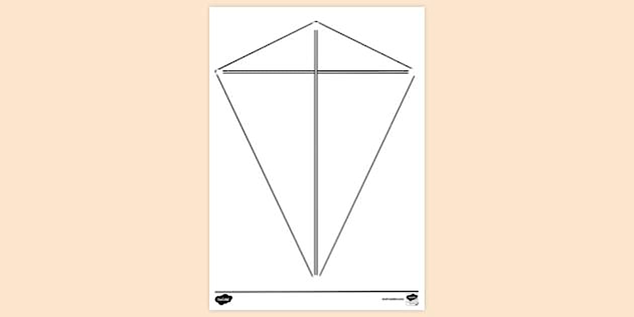 Diamond Shaped Kite Showing Central Spars Colouring Sheet