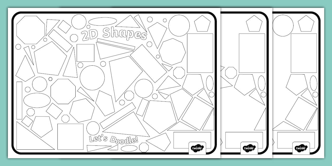 2D Shapes Let's Doodle Colouring Pages (teacher made)