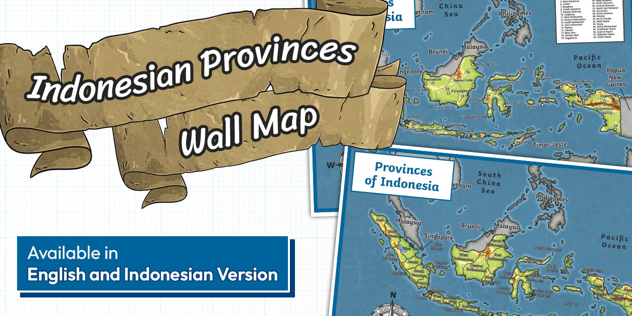 Large Indonesian Provinces Wall Map - Geography Resource