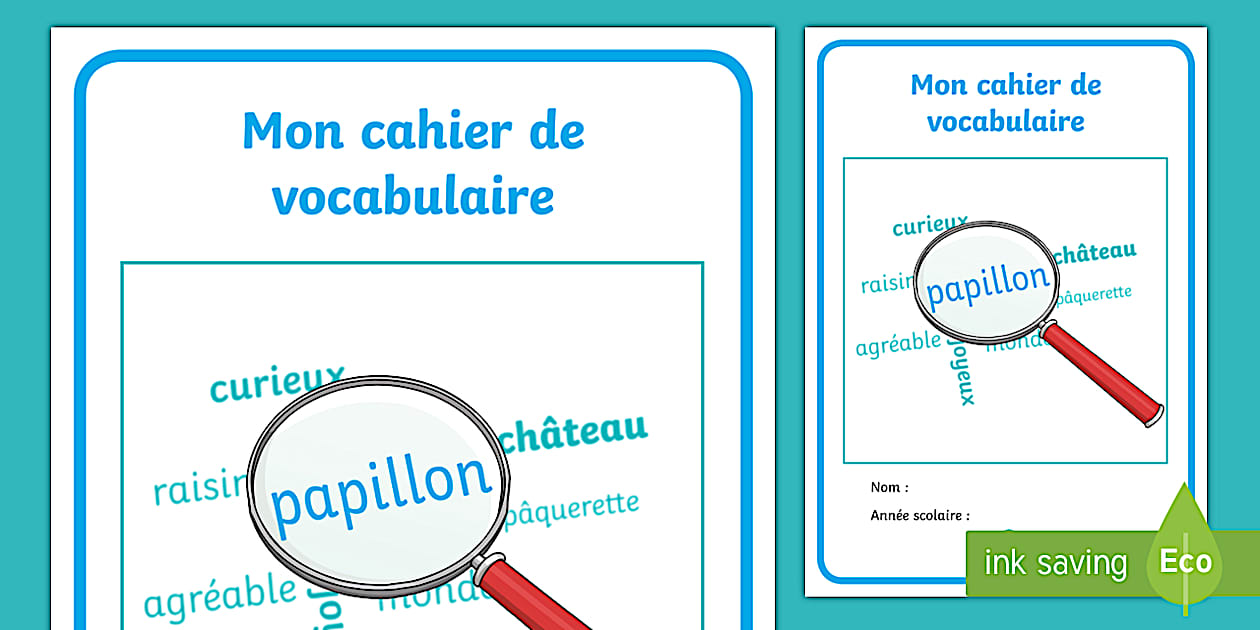 Couverture de cahier : Cahier de vocabulaire (teacher made)