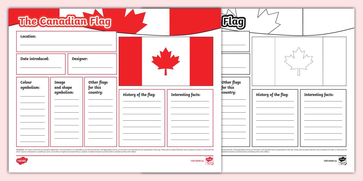 Canadian Flag Fact File Template (teacher made) - Twinkl