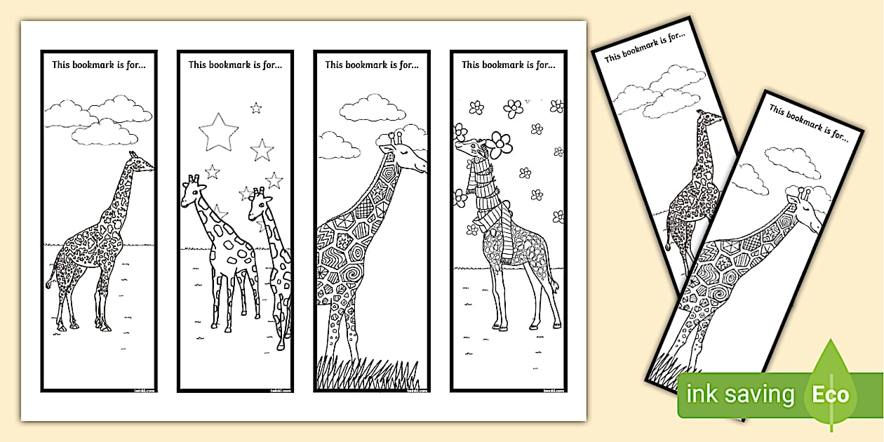 Giraffe Colouring Bookmarks (teacher made) - Twinkl