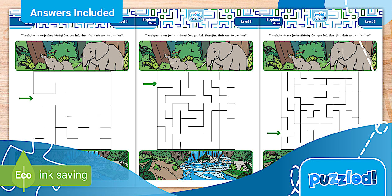 elephant maze - Twinkl Puzzled - kids (teacher made)