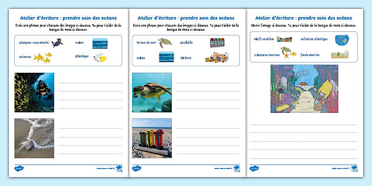 Atelier d'écriture : prendre soin des océans - Twinkl