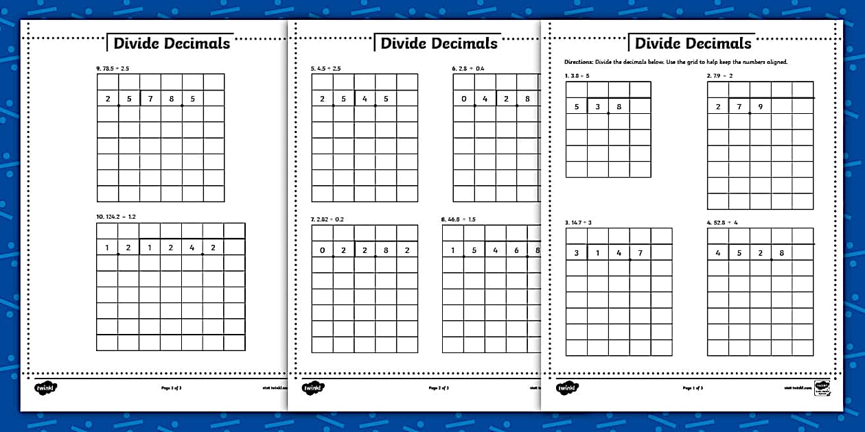 Sixth Grade Divide Decimals With Grid Guide (teacher made)