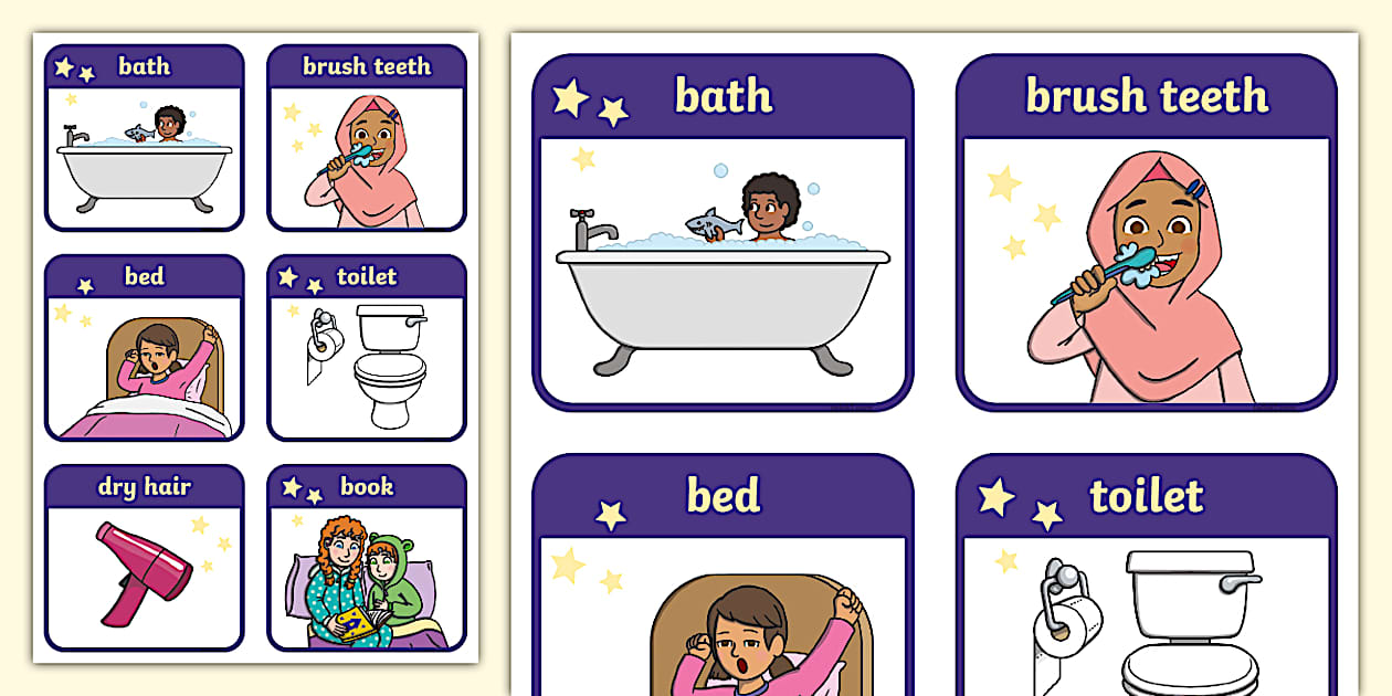 Bedtime Routine Cards (teacher made) - Twinkl