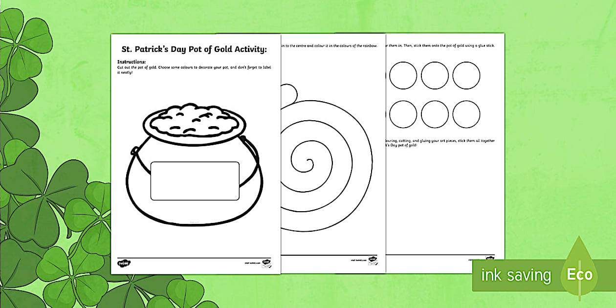 St. Patrick's Day Pot of Gold Art Worksheet / Worksheet