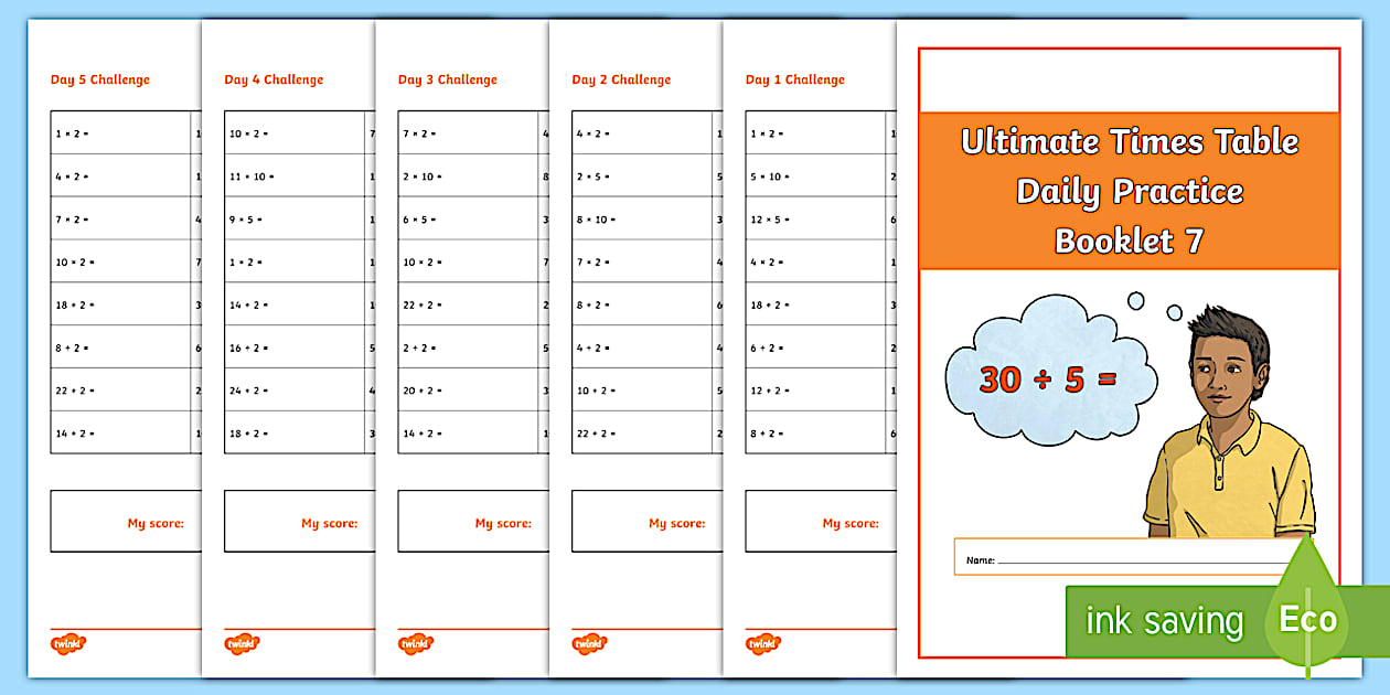 Ultimate Times Table Daily Practice Booklet 7 (teacher made)