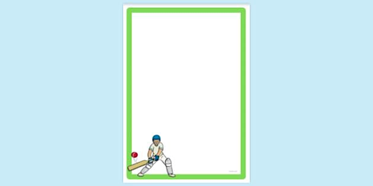Simple Blank Cricket Batter Page Border | Page Borders