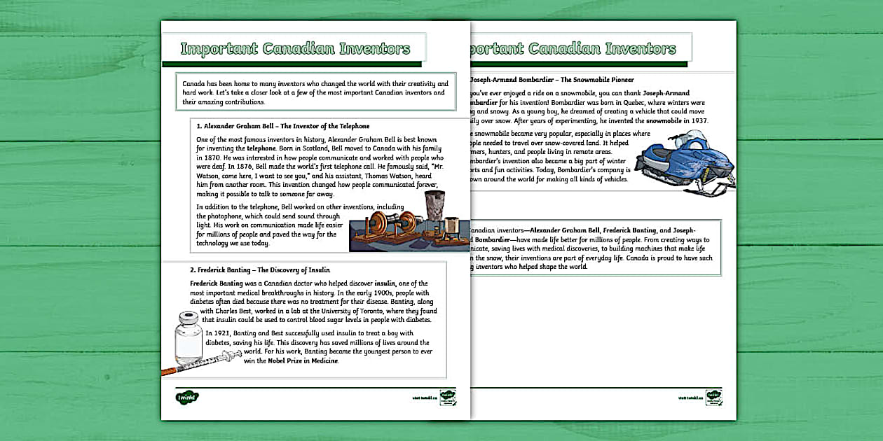 Canadian Inventors Fact File | Twinkl Canada Science