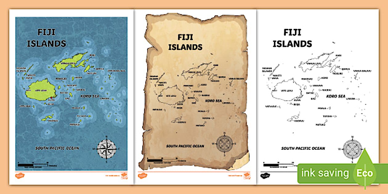 The Archipelago of Fiji Map Pack | Twinkl Geography Resource