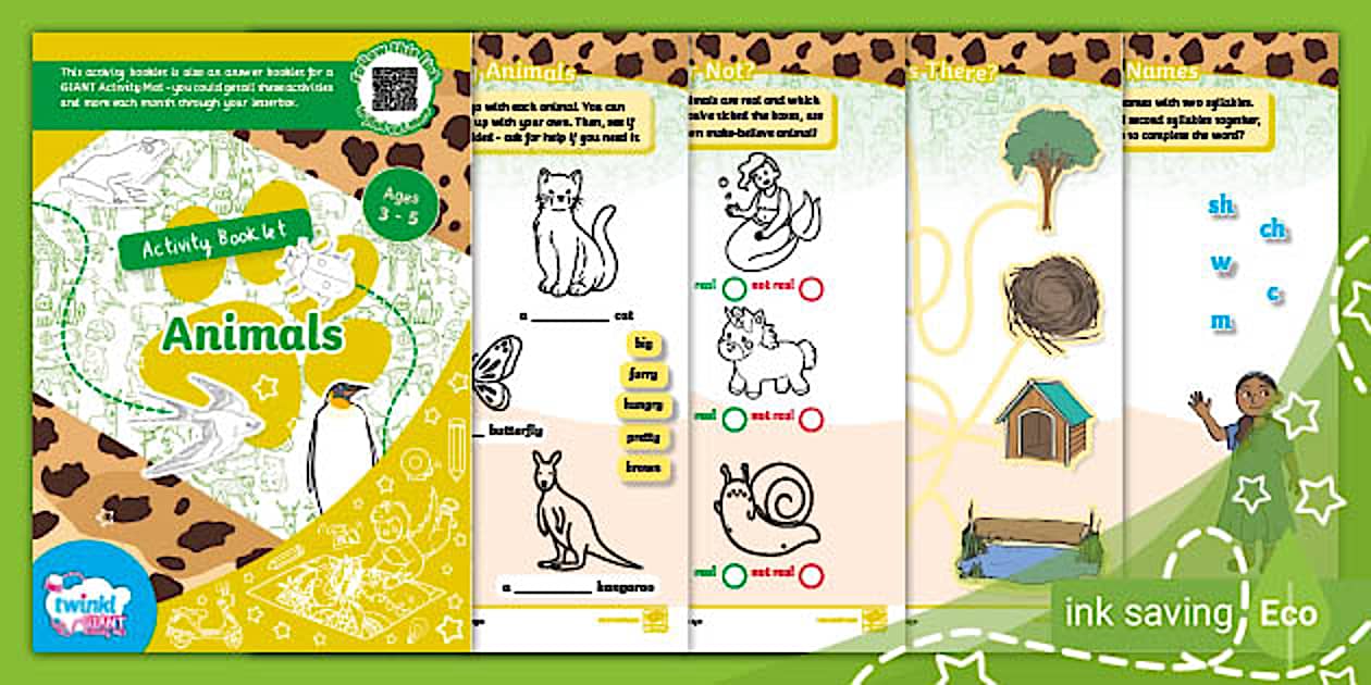 Animals Activity Booklet 3 to 5 years (teacher made)