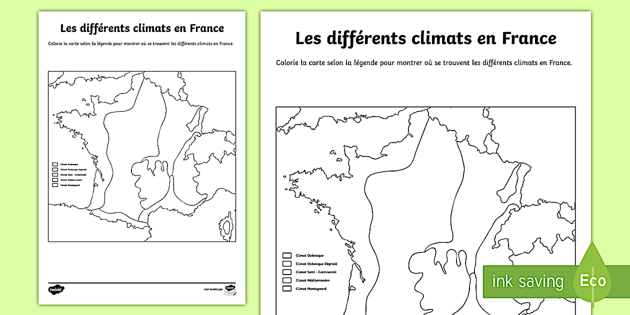 Feuille d'activités : Les différents climats en France
