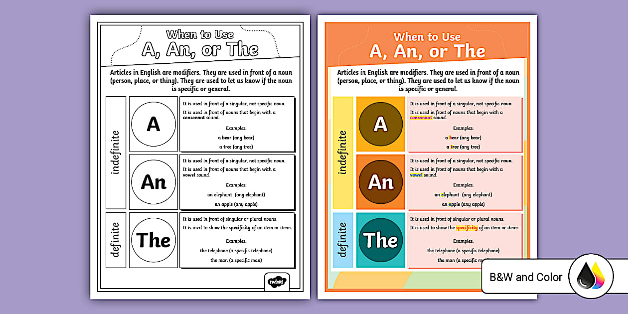 Articles Poster for ELL (teacher made) - Twinkl