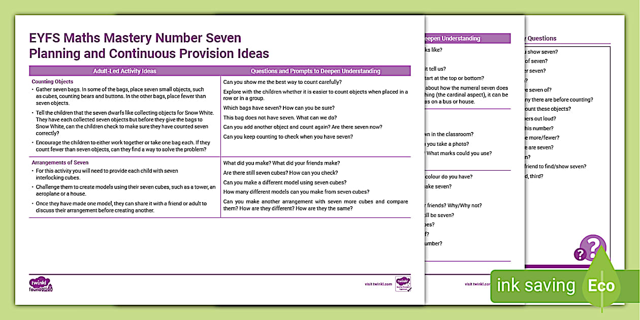 👉 EYFS Maths Mastery Number Seven Planning Ideas - Twinkl