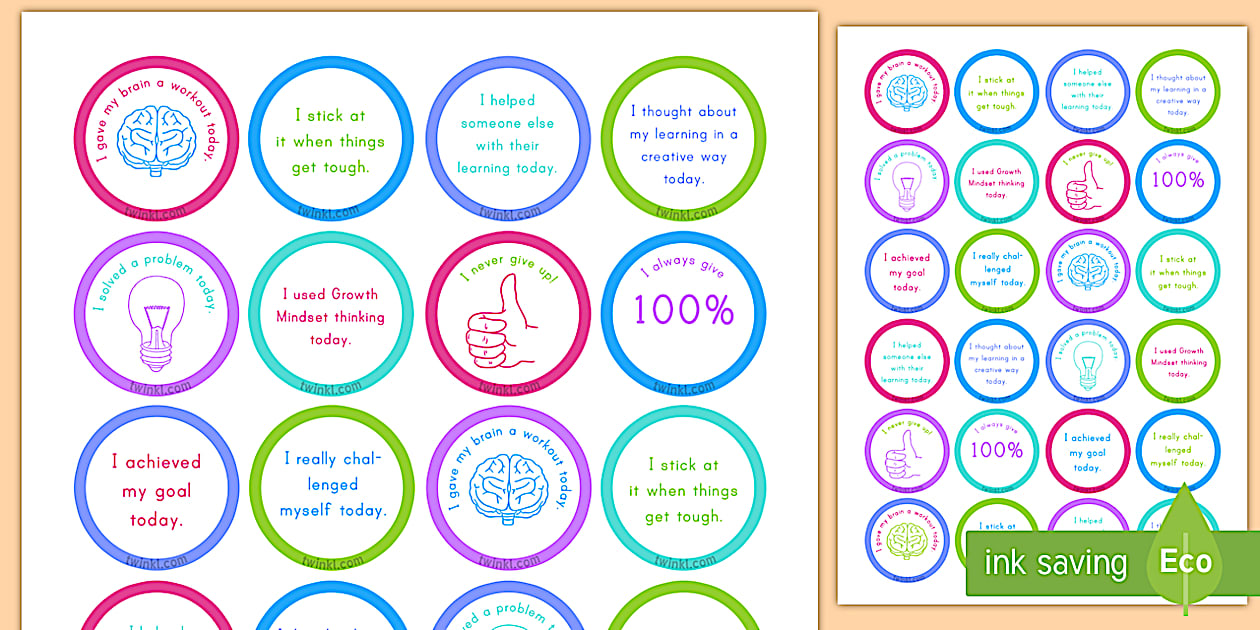 Growth Mindset Achievement Stickers