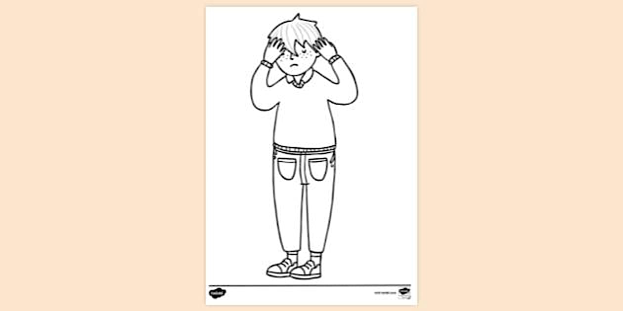 Embarrassed Boy Colouring | Colouring Sheet (teacher made)