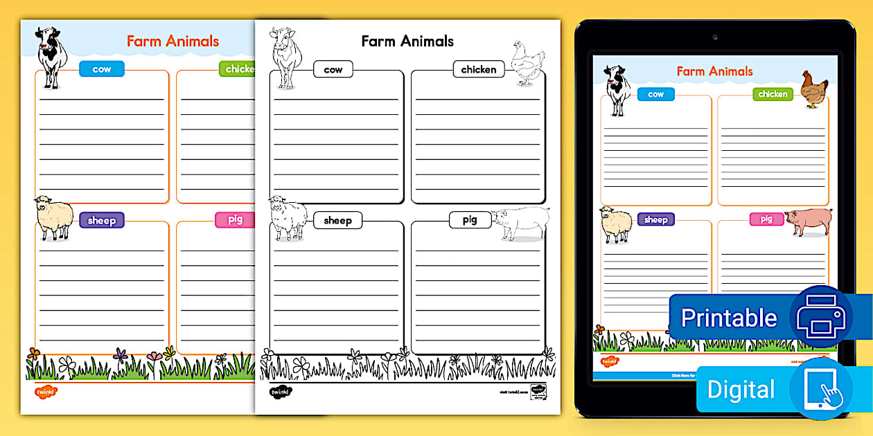 Farm Animals Research Worksheet for Kids | Twinkl USA