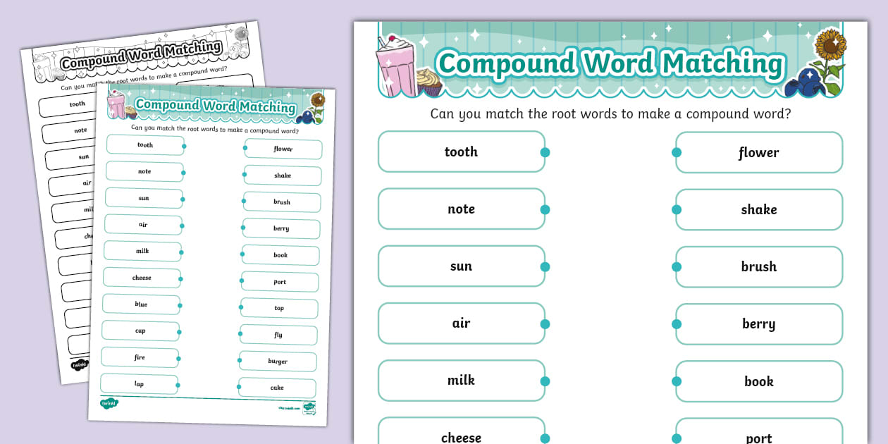 Compound Word Matching Worksheet (teacher made) - Twinkl