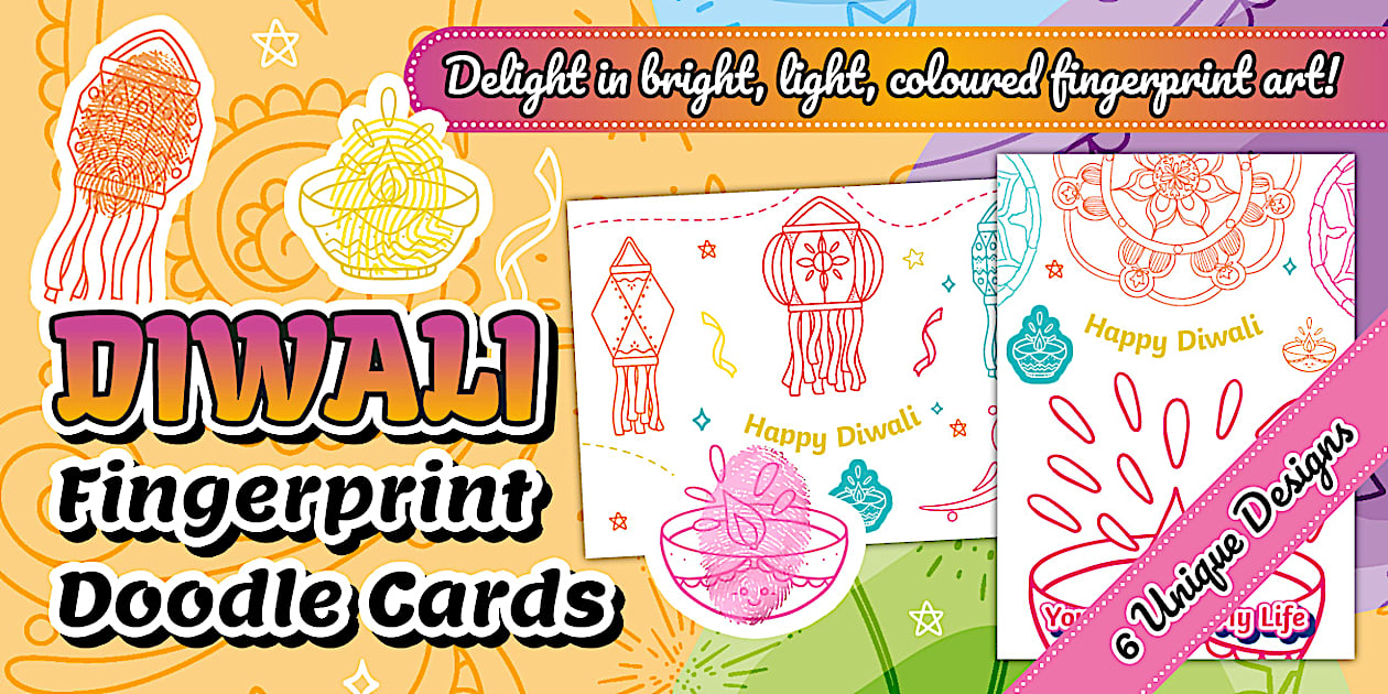 * NEW * Diwali Fingerprint Doodle Card Templates