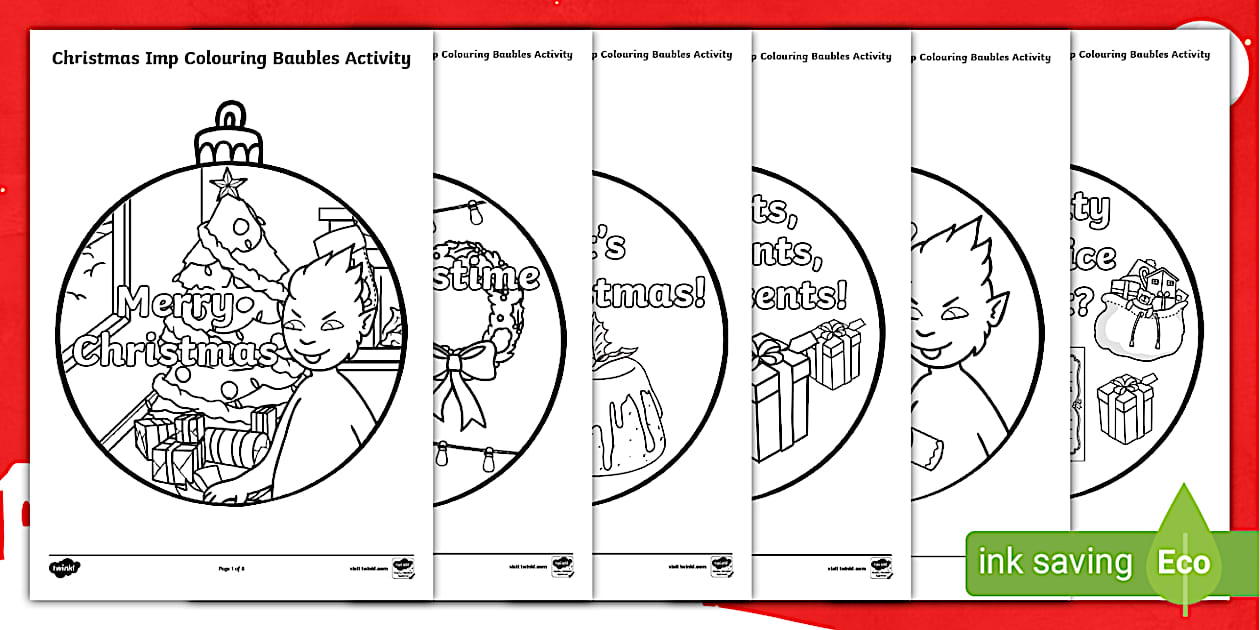 Christmas Imp Colouring Baubles Activity - Twinkl