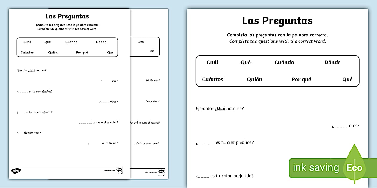 Question Words Worksheet / Worksheet - Twinkl