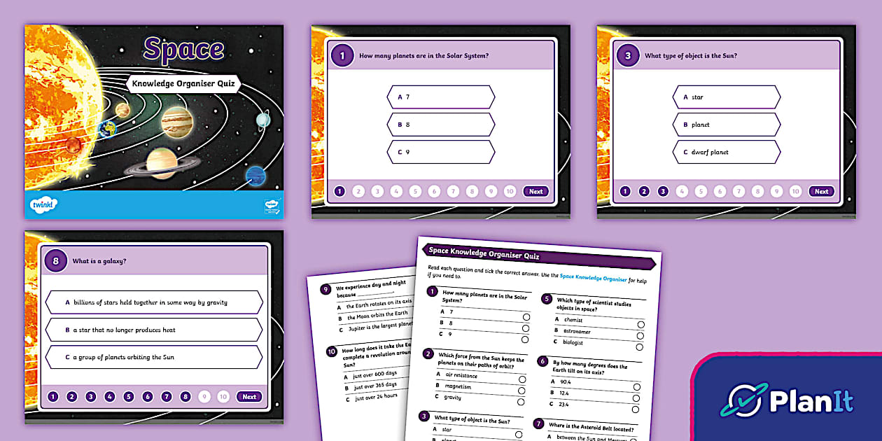Year 6 Science Space Knowledge Organiser Quiz Pack - Twinkl