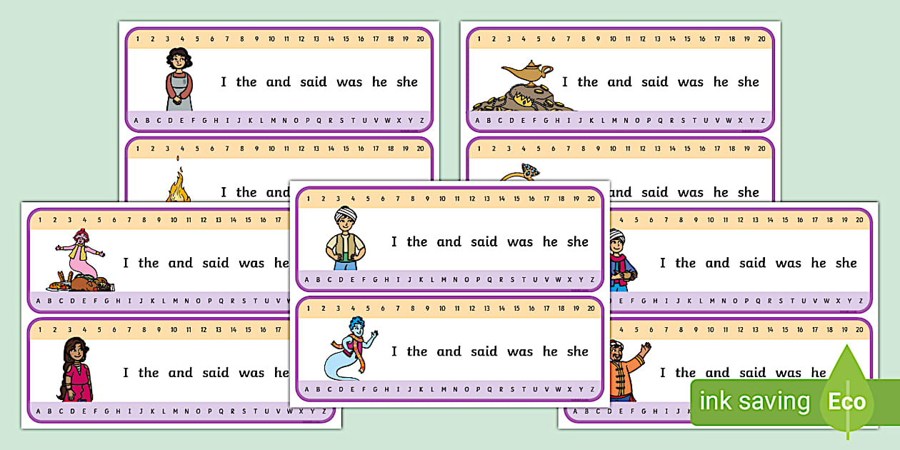 Editable Aladdin Combined Number and Alphabet Strips