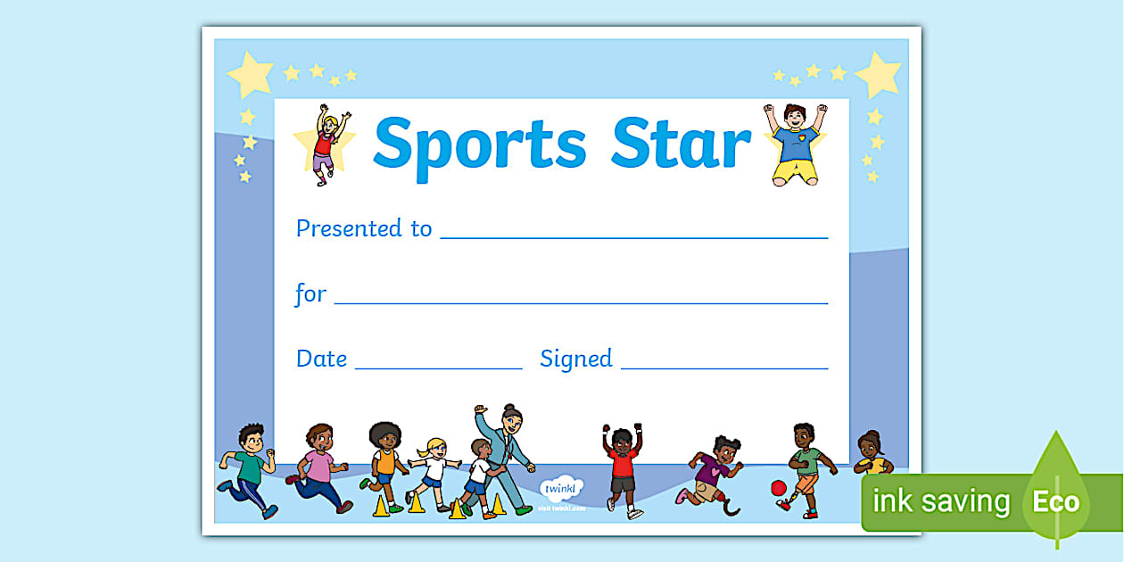 Sports Star Award Certificate