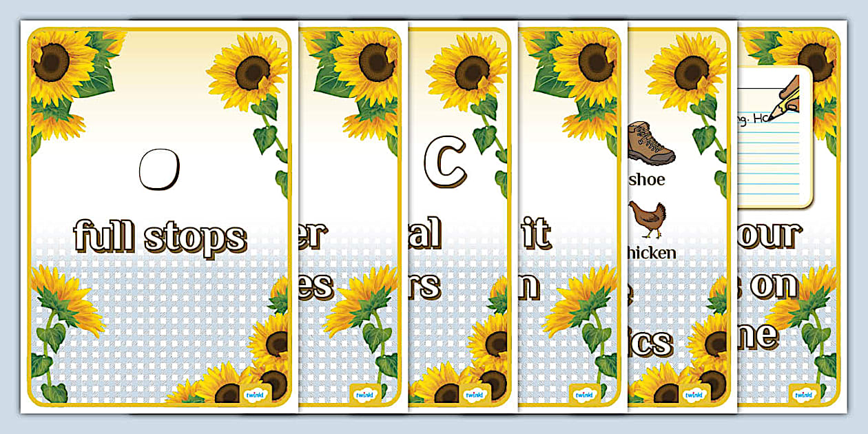 Sunflower-Themed Writing Prompt Display Posters - Twinkl