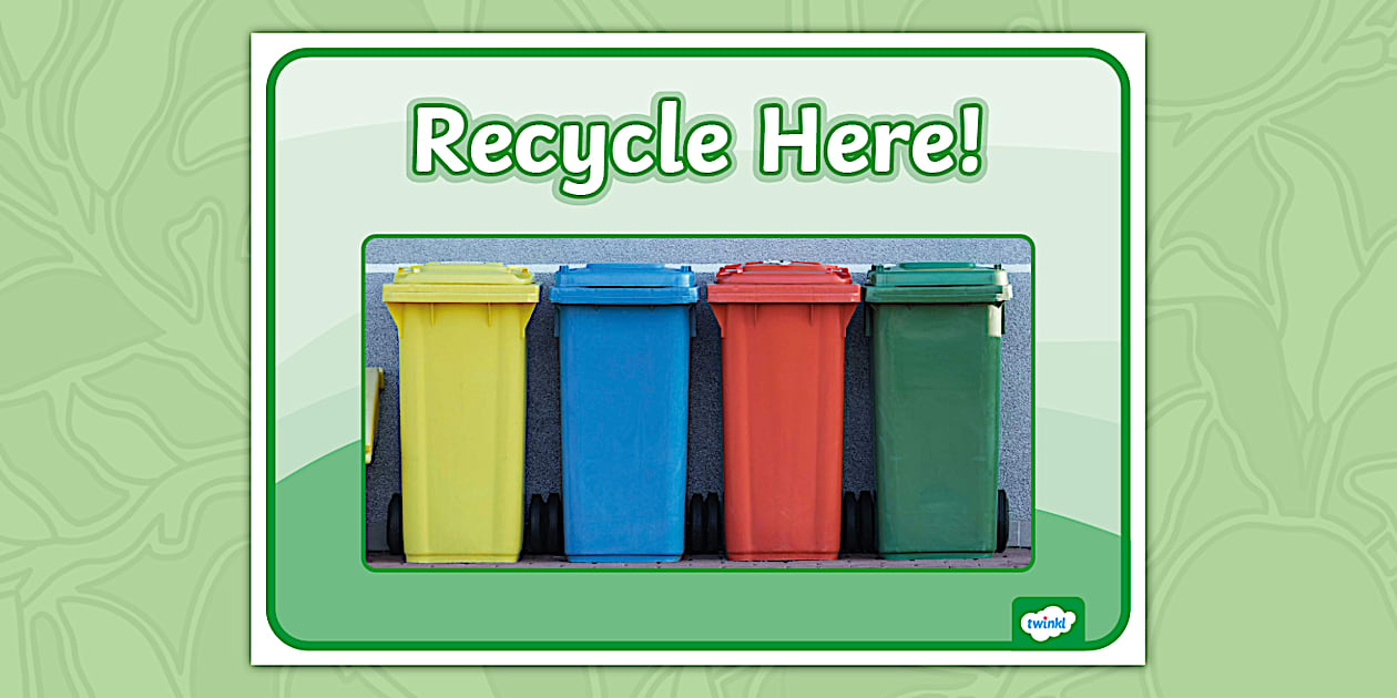 Recycle Here! Photo Display Poster (teacher made) - Twinkl