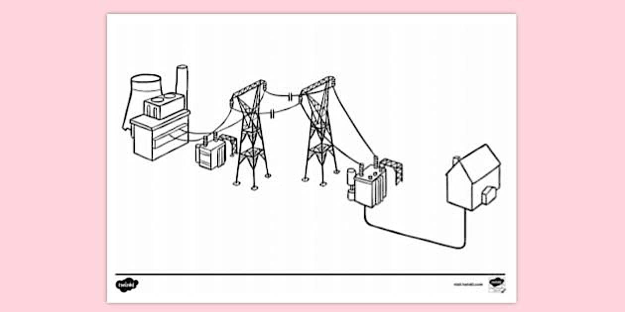 Power Station to Home Colouring | Colouring Sheets - Twinkl