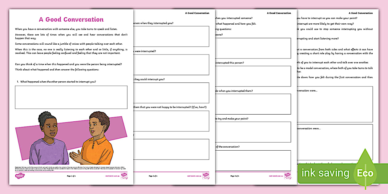 A Good Conversation Worksheet - Australia (teacher made)