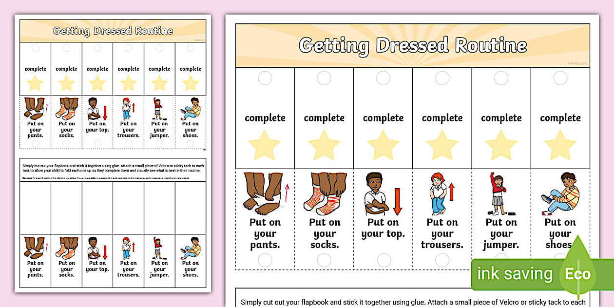 Getting Dressed Visual Routine Flapbook - Twinkl