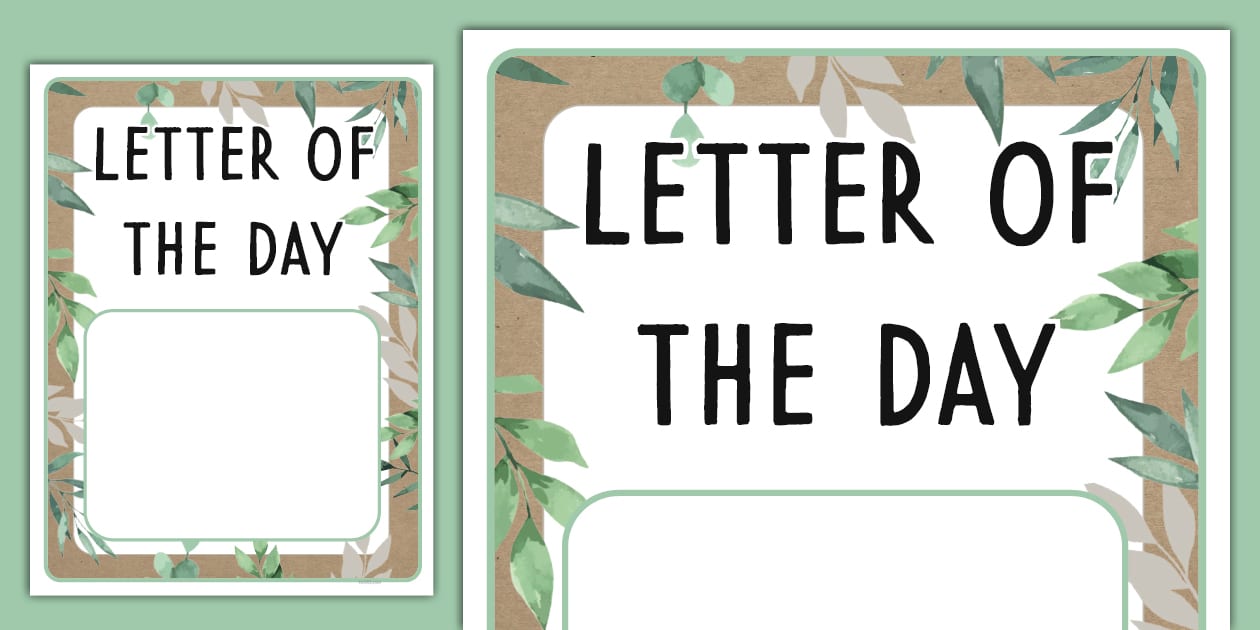 Muted Botanical Themed Letter of the Day Display Poster