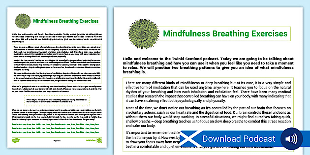 Mindfulness Breathing Exercises for Learners - Podcast and Script