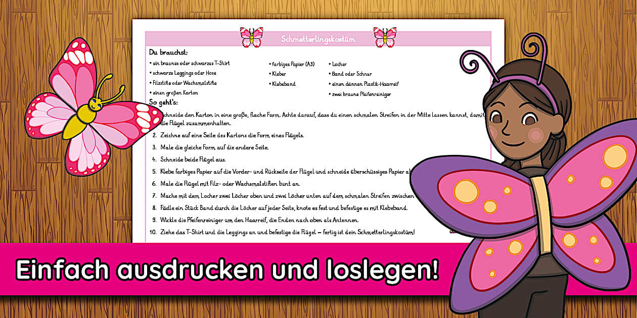 Schmetterling Fasching - Bastelvorlage