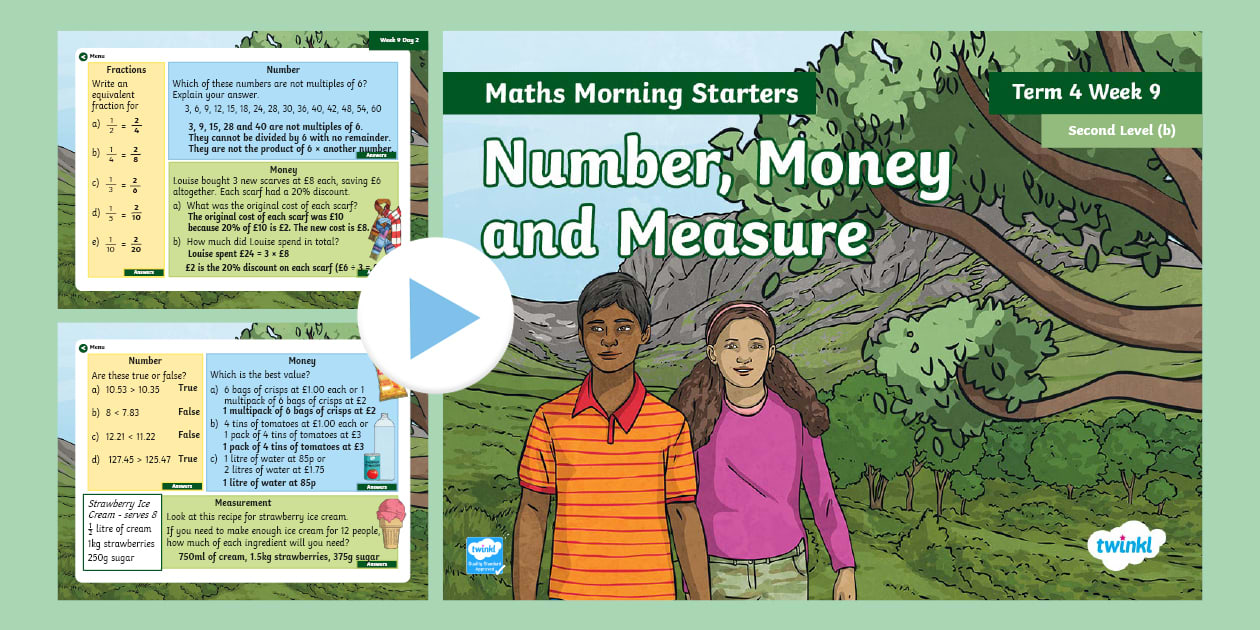 Maths Morning Starters Second Level (b) Term 4 Week 9