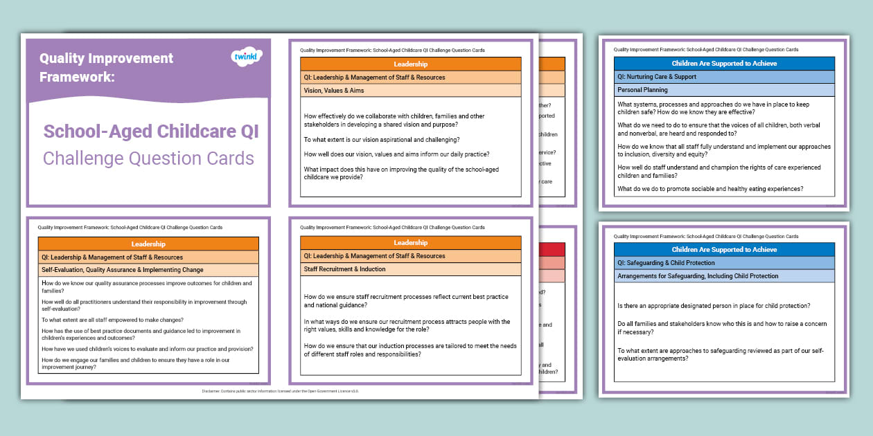 Quality Improvement School-Aged QI Challenge Question Cards